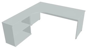 Sestava stolu a skříně pravá 180 cm - Hobis Gate GE 1800 H P Dekor stolové desky: šedá, Dekor lamino podnože: šedá