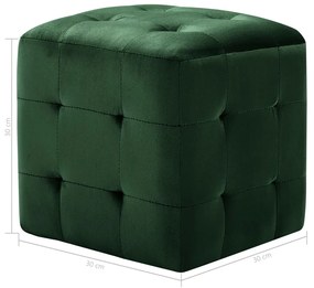 Noční stolky 2 ks - sametová látka - zelené | 30x30x30 cm