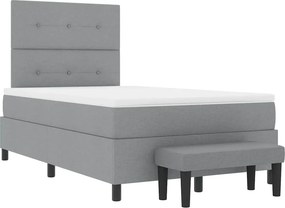 Postel s boxspringem s čelo Světle šedá 120 x 190 cm textil 3344051