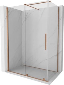 Mexen Velar, sprchový kout s posuvnými dveřmi 150(dveře) x 80(stěna) cm, 8mm čiré sklo, měděná matná, 871-150-080-01-65