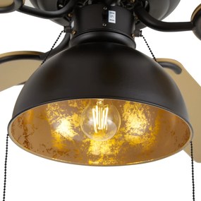 Stropní ventilátor černý s béžovou 130 cm s tahovým spínačem - Mistral Magna