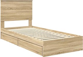 Postel s úložným prostorem se zásuvkou Sonoma dub 90 x 200 cm 3411245