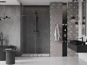 Mexen Velar L Duo, posuvné sprchové dveře do otvoru 160 cm, 8mm čiré sklo, broušený grafit, 871-160-003-02-95