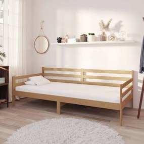 Denní postel s matrací 90 x 200 cm medová masivní borové dřevo,  3083602