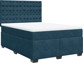 Box spring postel s matrací modrá 160 x 200 cm samet 3293270