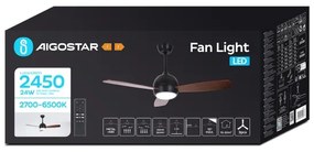 Aigostar-LED Stmívatelný stropní ventilátor LED/24W/230V 2700-6500K 106,6cm + DO
