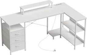 HOMCOM L-rohový psací stůl se zásuvkami, 170x100 cm, bílý