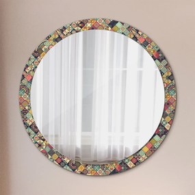 Kulaté dekorativní zrcadlo Etnický květinový fi 100 cm