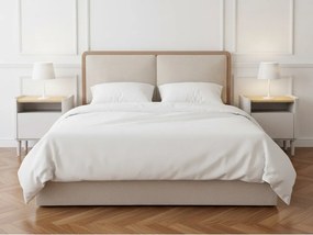 Béžová/starorůžová čalouněná dvoulůžková postel s úložným prostorem s roštem 180x200 cm Mara – Bobochic Paris