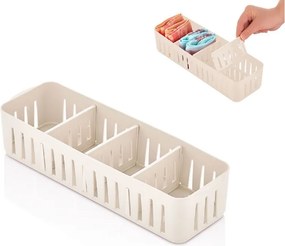 Orion Úložný box, s přepážkami, stohovatelný, šedý, NIKI (4 přepážky), 32 x 10 x 7 cm BÍLÁ