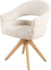 Designová otočná židle Yenibeth béžová / dub