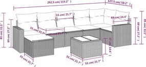 8dílná zahradní sedací souprava s poduškami hnědá polyratan 3219283