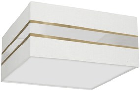Stropní svítidlo Ultimo Square, 1x bílé/zlaté textilní stínítko, (bílé plexisklo), (40 cm)