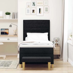 Postel s boxspringem s čelo Černá 200 x 90 cm textil 3344186