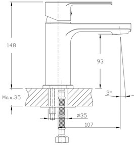 Aqualine, FACTOR stojánková umyvadlová baterie bez výpusti, chrom, FC103