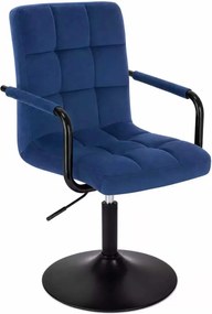 LuxuryForm DESIGN Otočná židle VERONA BLACK VELUR na černém talíři - modrá