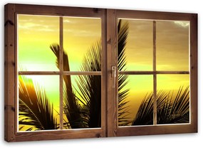 Gario Obraz na plátně Okno - pohled na palmové listy Rozměry: 60 x 40 cm