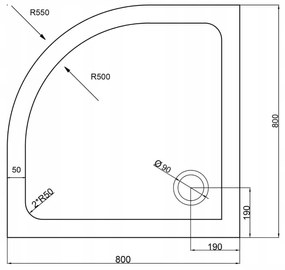 BPS-koupelny Čtvrtkruhový sprchový kout HYD-RK01A 80x80 cm černá/transparent + vanička HYD-RSV-ST01A bílá