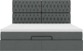 Osmanský rám postele s matrací tmavě šedá 160x200cm textil 3313252