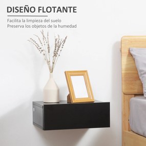HOMCOM Sada 2 floating nočních stolků s 1 zásuvkou, nástěnný design, moderní styl pro ložnici 40x30x15 cm černá