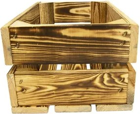 CALTER Dřevěná bedýnka opalovaná / Bedýnka / 32 x 20 x 14 cm