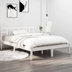 Rám postele bílý masivní dřevo 200 x 200 cm,  3105426