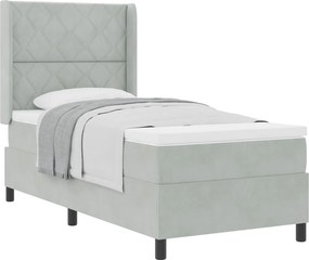 Postel s boxspringem s čelo Světle šedá 100 x 200 cm samet 3342050