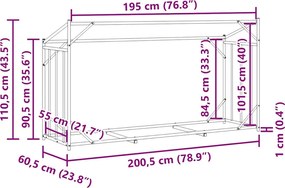 vidaXL Stojan na palivové dřevo s krytem 200,5x60,5x110,5 cm [4104945]
