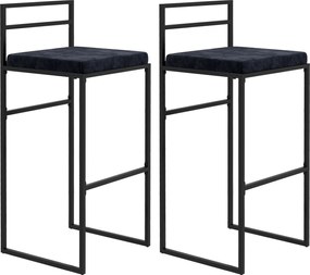 HOMCOM Sada 2 vysokých židlí, barových stoliček, výška 74 cm, ocelová konstrukce, sametový sedák, opěrka na nohy, barové židle, elegantní moderní styl