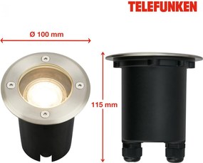 TF 322702TF TELEFUNKEN venkovní svítidlo do země, vodotěsné IP67, tvrzené sklo, GU10 patice, kruhové - BRILONER