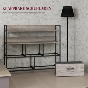 HOMCOM Komoda se 5 textilními zásuvkami, úložná skříň, prádelník se 2 policemi, ocelová konstrukce, industriální design pro obývací pokoj, ložnici - …