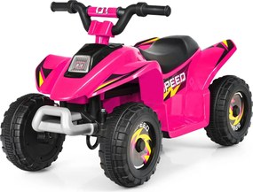 Costway Kočárek Mini Electric Quad 6 V Bateriový Quad 2,8-4,6 km/h, růžový