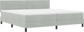 Postel s boxspringem s čelo Světle šedá 200 x 200 cm samet 3339194