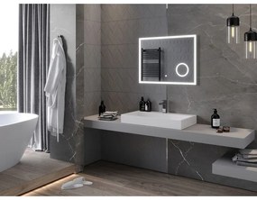 Mexen Kala, LED koupelnové zrcadlo s podsvícením a kosmetickým zrcadlem 80 x 60 cm, 6000K, ochrana proti zamlžování, 9820-080-060-611-00