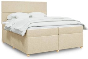 Box spring postel s matrací krémová 200x200 cm textil 3293685