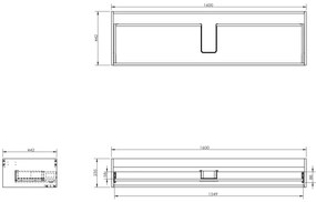 Mexen Rivel, koupelnová skříňka 160 cm, 1 zásuvka, drážkovaná, grafitová matná, 91A20-16023-1-BF66