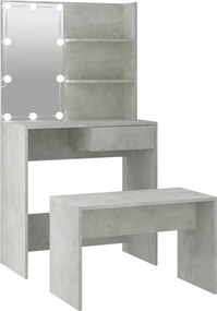 Toaletní stolek sada s LED betonově šedý kompozitní dřevo 3114110
