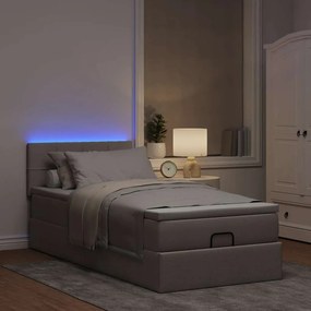 Osmanská postel s matrací &amp; LED taupe 90x200 cm látka 3312281