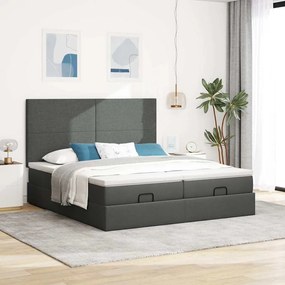 Osmanský rám postele s matrací tmavě šedý 200x200cm textil 3314528