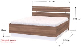 Nábytek Mikulík Dvoulůžková postel SMART L s úložným prostorem a LED, 180×200 cm Dekor: Dub kansas