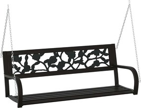 Zahradní houpací lavice 125 cm ocel a plast černá 317145