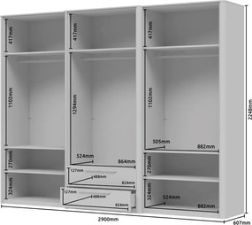 Skříň se zrcadlem AIR - P62-2OG/AI - Pepper bílá lak mat