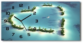 Wallmuralia Skleněné hodiny na stěnu Ostrovy tvar srdce 60x30 cm