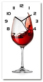 Wallmuralia Nástěnné skleněné hodiny Červené víno 30x60 cm