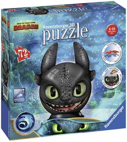RAVENSBURGER Puzzle 3D puzzleball Jak vycvičit draka 3 Bezzubka 72 dílků 24111459