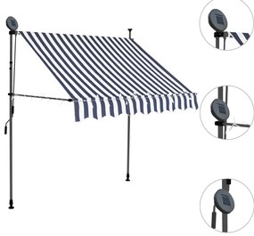 vidaXL Marketos Ručně zatahovací markýza s LED světlem 200 cm modrobílá