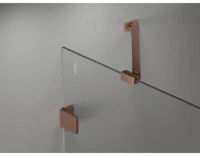 Mexen Lunar, půlkruhový sprchový kout naklápěcí doleva 100 x 80 cm, 8mm čiré sklo, profil měděná matná, 833-100L-080P-65-00