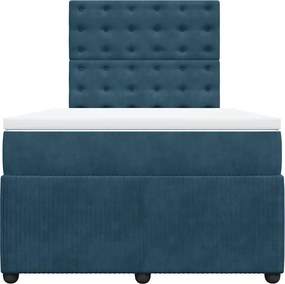 Box spring postel s matrací modrá 120 x 190 cm samet 3294602