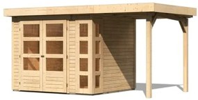 Dřevěný zahradní domek KERKO 3 s přístavkem 150 Lanitplast Přírodní dřevo