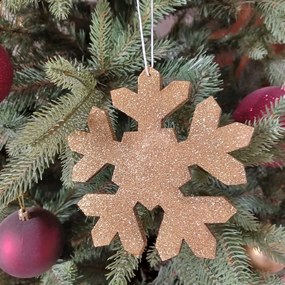 Vánoční ozdoba vločka I, pr. 15 cm, zlatá, překližka, venkovní